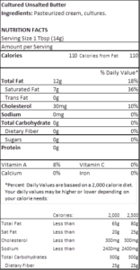 Nutritional Information | Banner Butter Atlanta